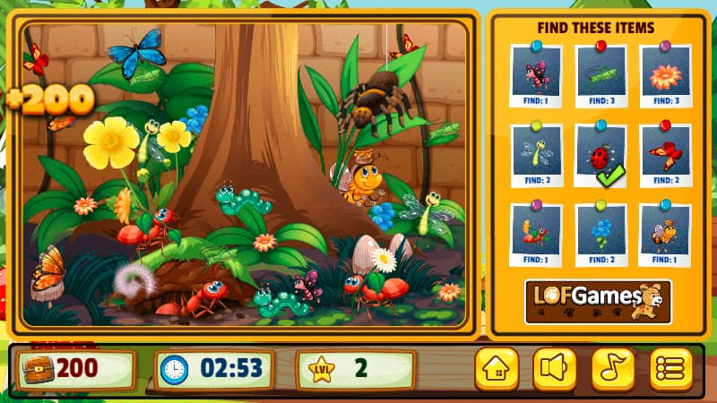Hidden Objects Insects - Juego Online Gratis | MisJuegos
